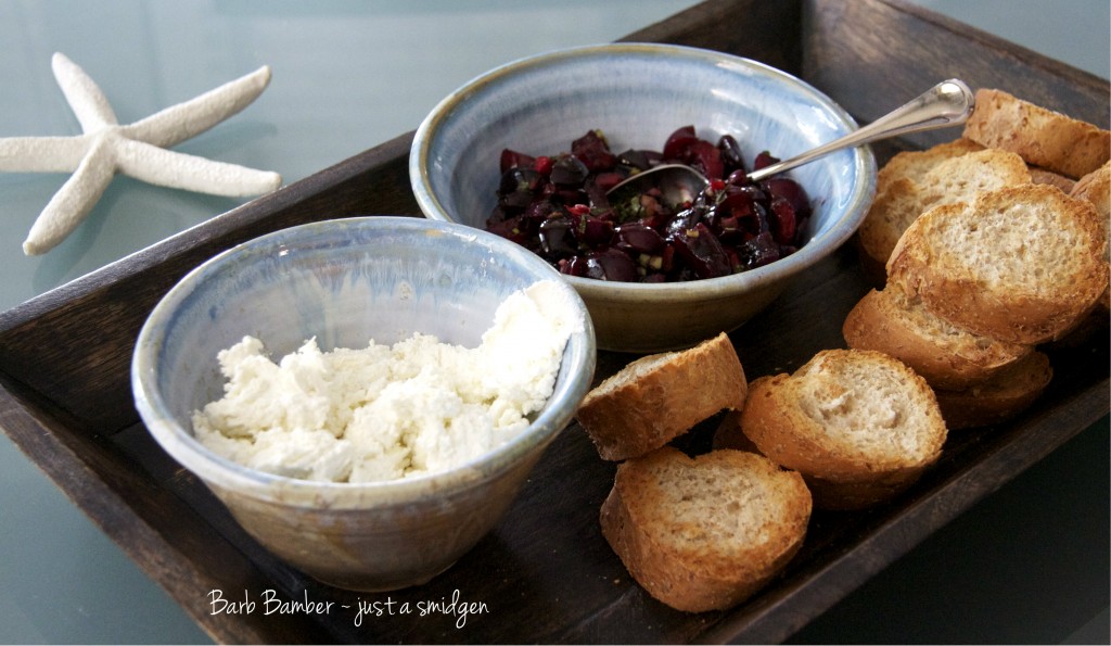 Sweet Cherry Relish on Goat Cheese Crostini » Just a Smidgen